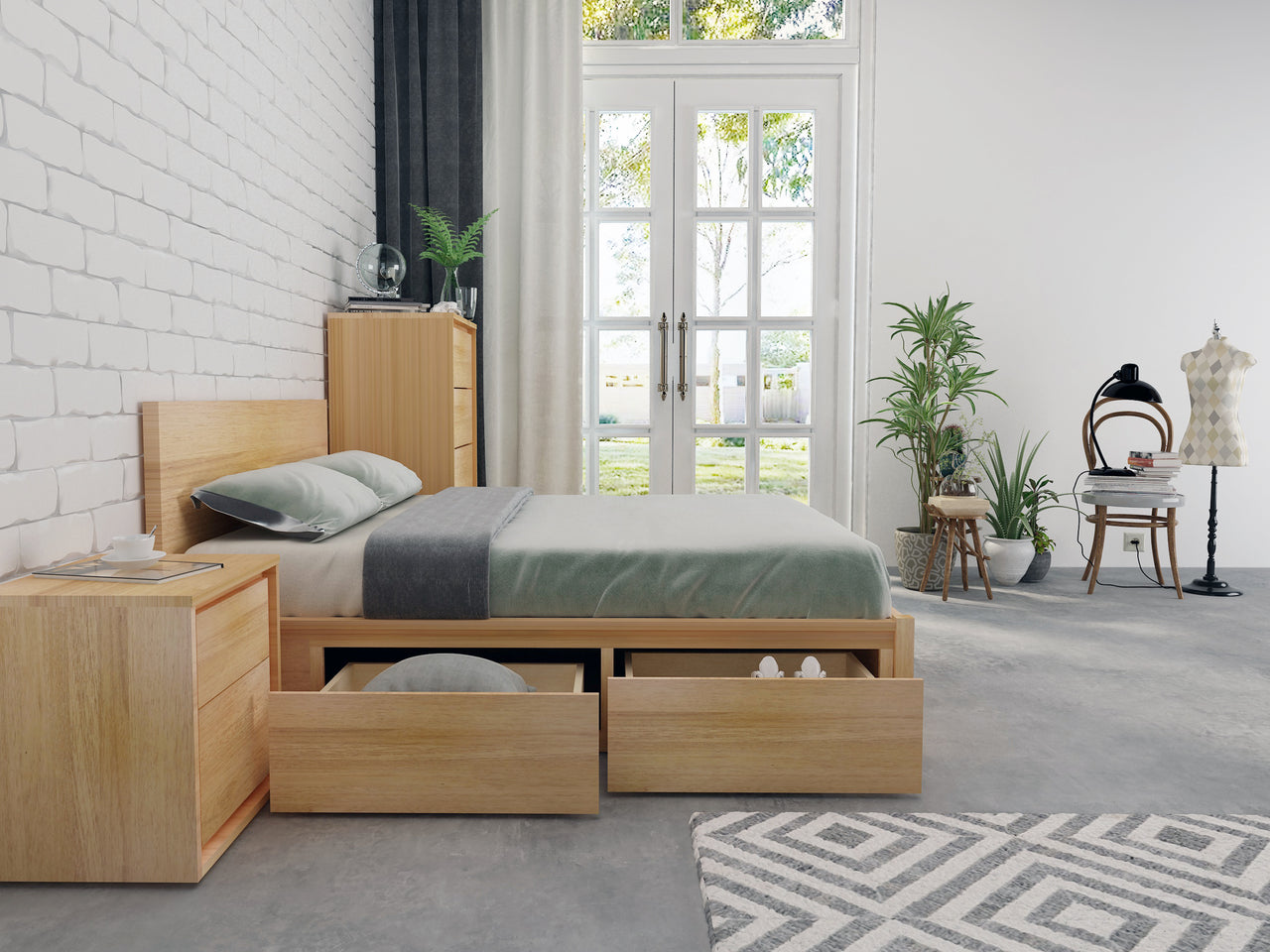 Norwish Queen Flexi-Slat Storage Bed Frame – Oakano Furniture