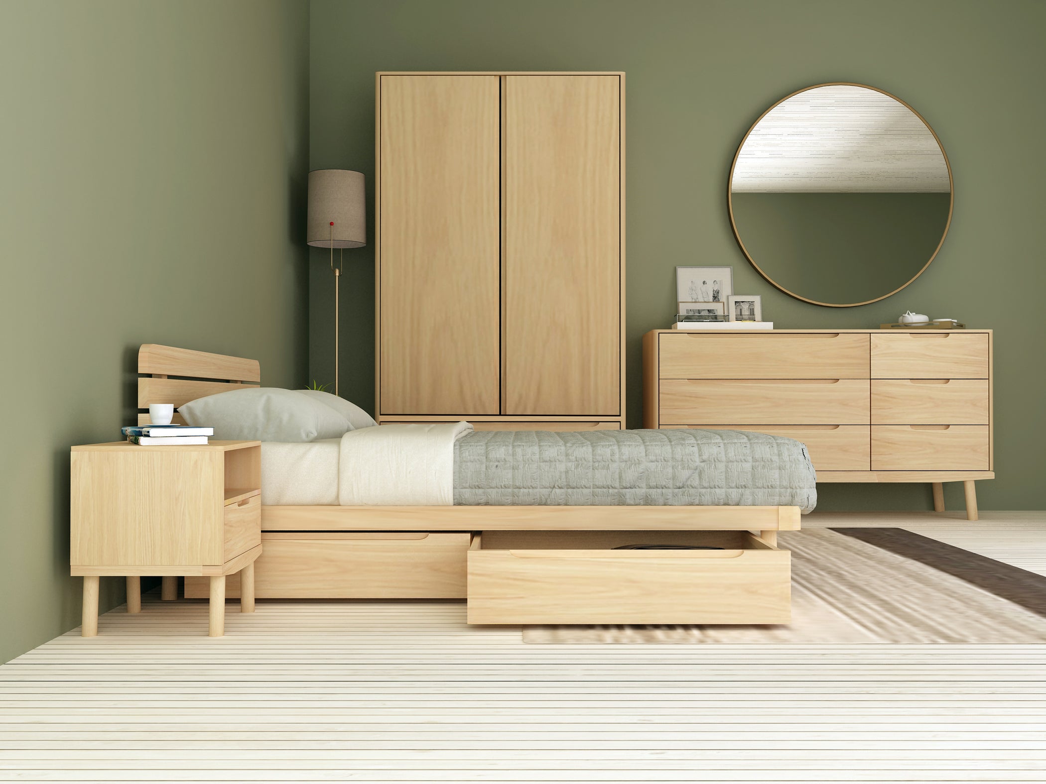 Boston King Single Flexi-Slat Bed Frame With 2x Storage Drawer – Oakano ...